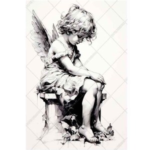 New A4 Decoupage Paper for Crafting CHILD ANGEL DRAWING Paper Designs ...