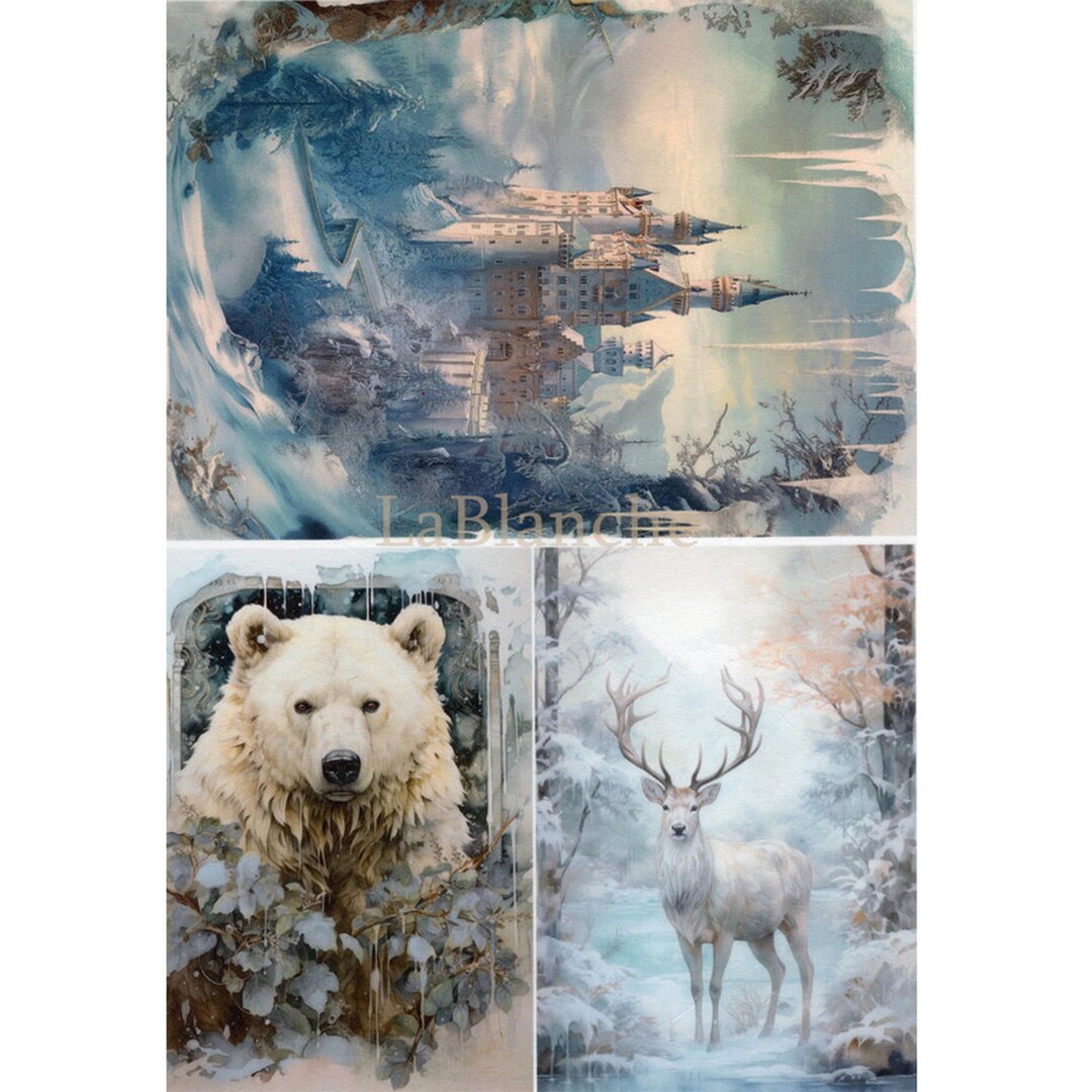 Rice Decoupage Paper Frosty Winter 4 A4 Plus Lablanche Christmas Snowy ...