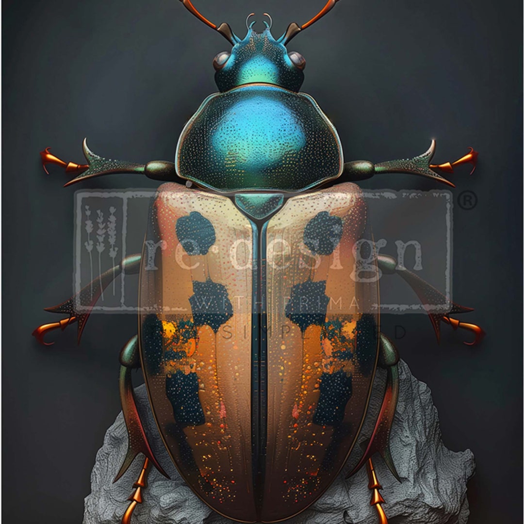 New Redesign With Prima A1 Fiber BRASS SCARAB Insects Beetles Decoupage ...