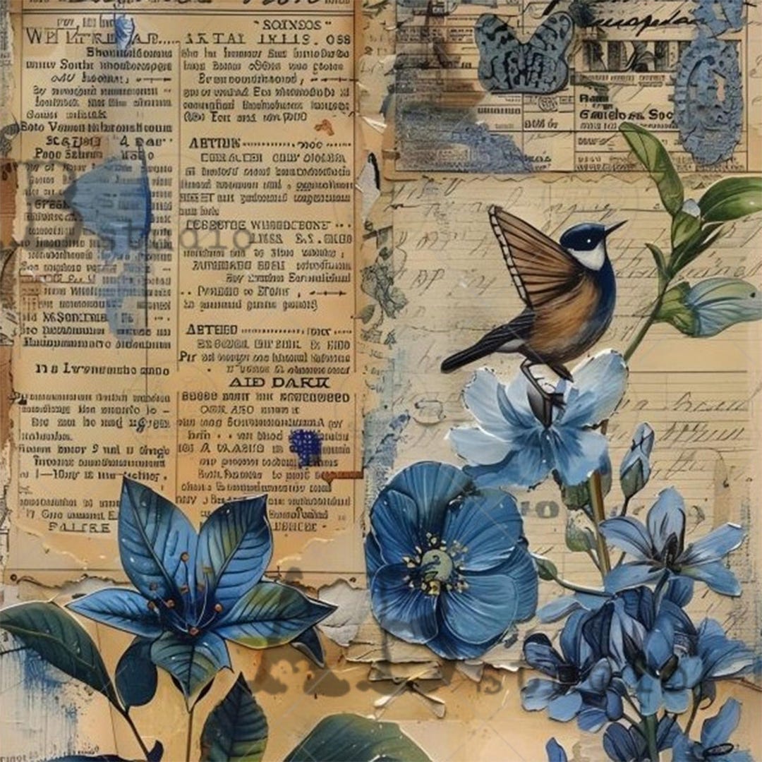 Decoupage Paper Blue Paper Collage for Crafting || Size: A4 || AB ...