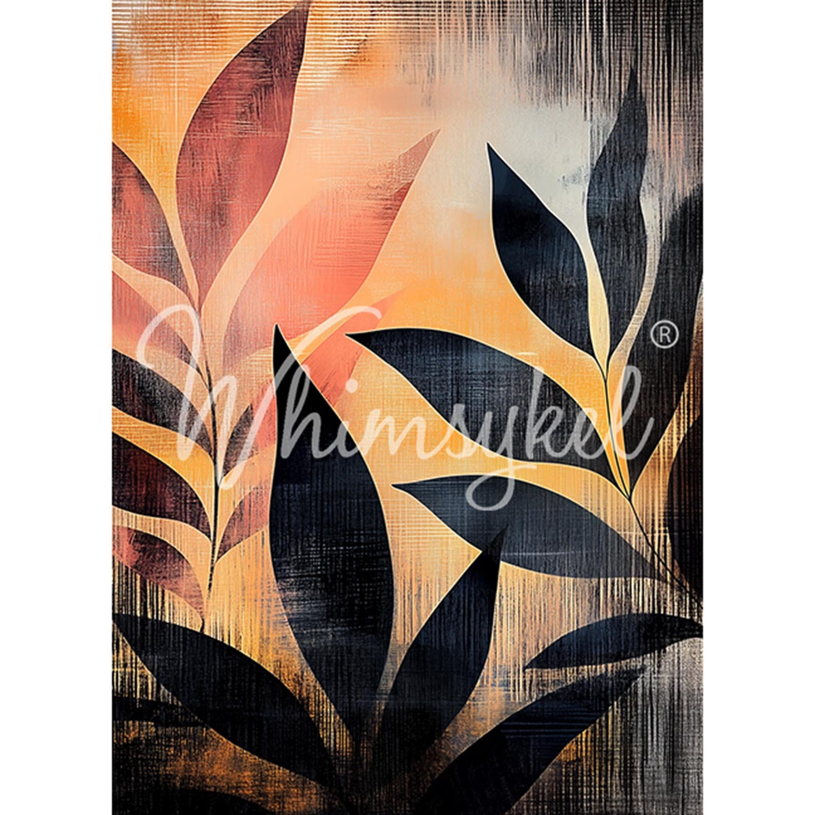 Abstract Leaves Decoupage Paper - Shadow and Sol Tissue Paper - Etsy