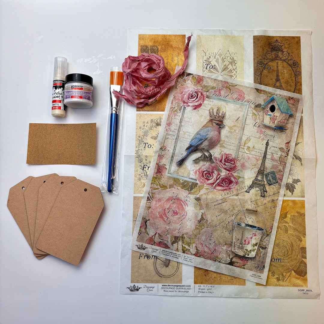 Gift Tags Project Box Decoupage Beginner's Kit Decoupage Queen - Etsy
