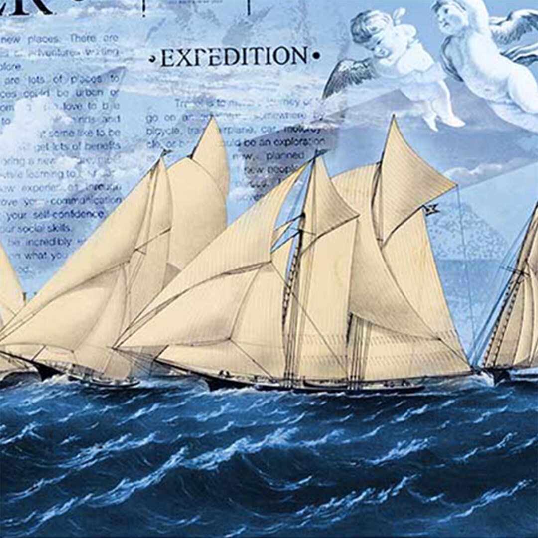 A2 Decoupage Paper for Furniture VICTORIAN FLEET of SAILBOATS || Paper ...