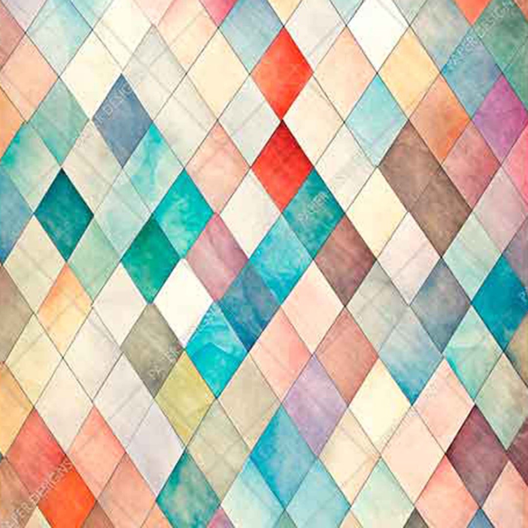 A4 Decoupage Colorful Harlequin Diamonds || Paper Designs Italy Rice ...