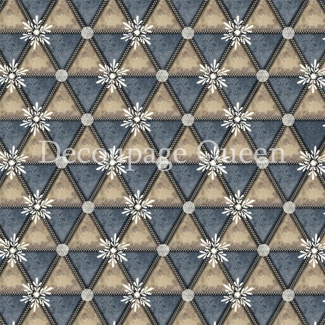 A4 Geometric Winter Decoupage Paper | Blue Snowflake Rice Paper - Etsy