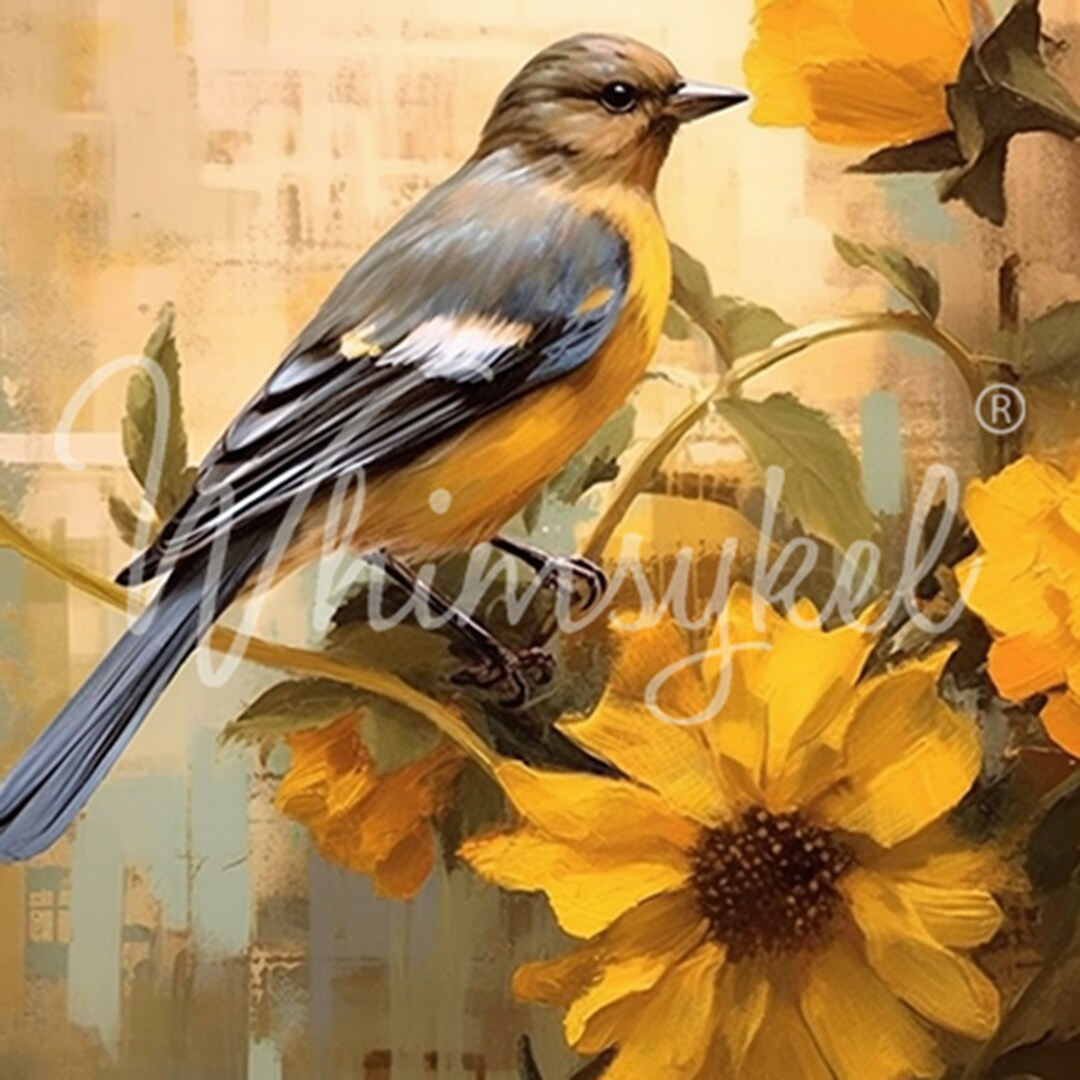 October Bluebird Decoupage Paper – Whimsykel Tissue for Furniture ...
