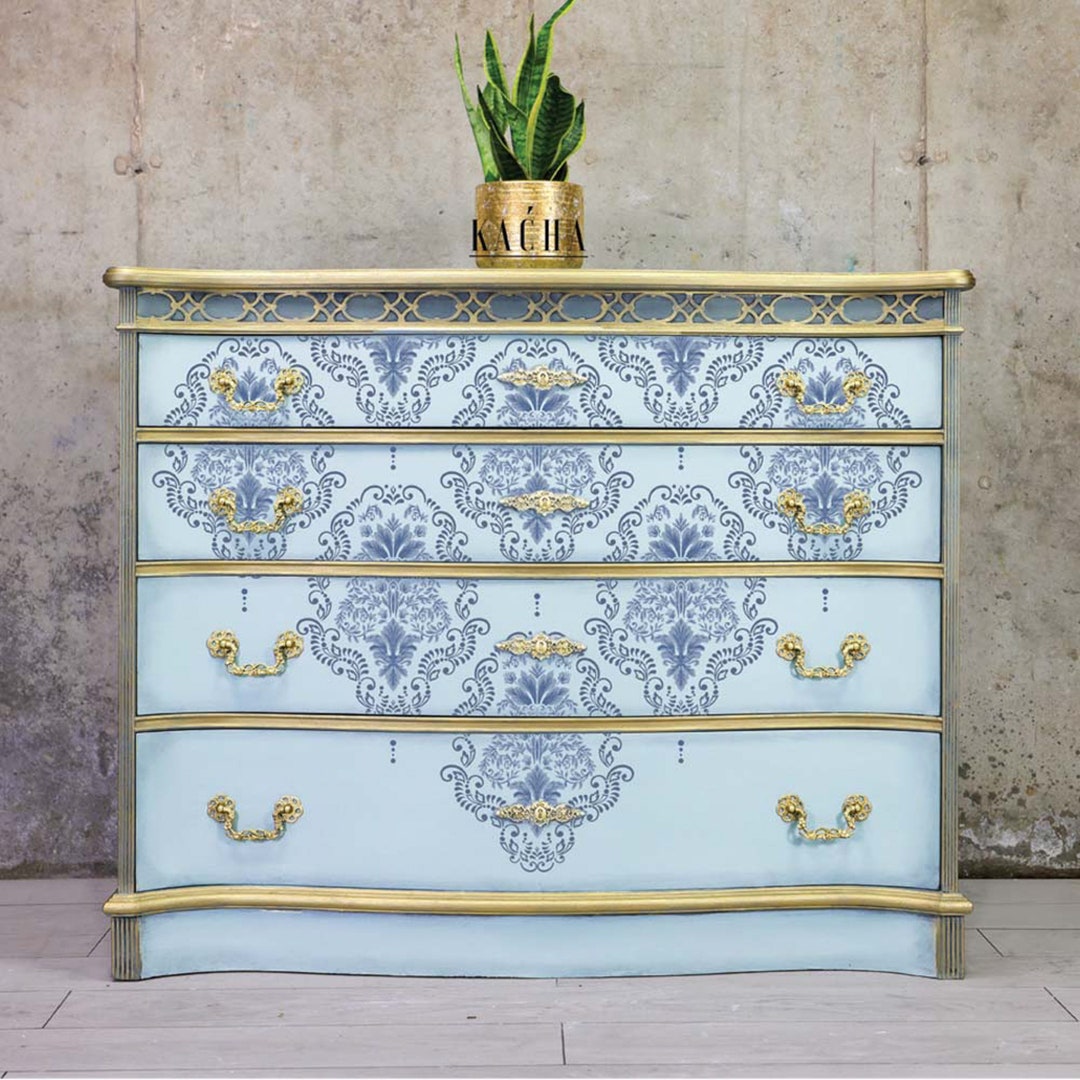 KACHA Dana Damask Rub on Furniture Transfers Redesign With - Etsy