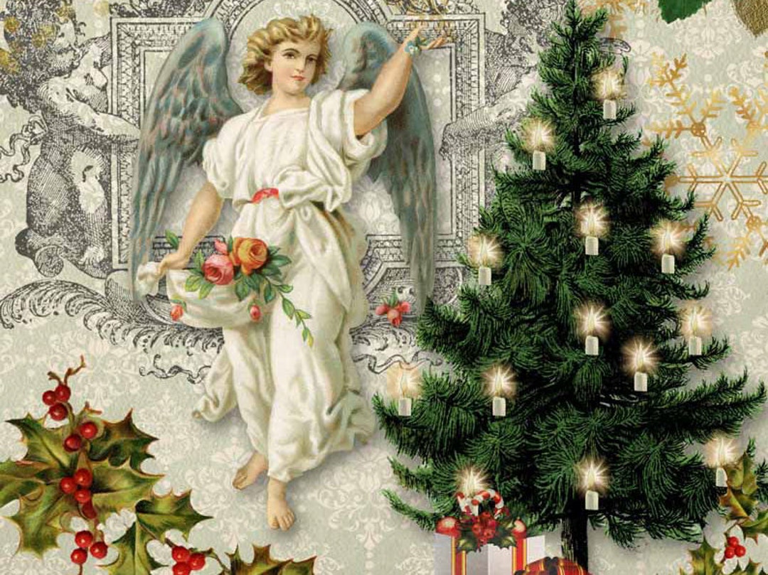 Decoupage Rice Paper ANGEL WITH TREE Decoupage Furniture Decoupage ...