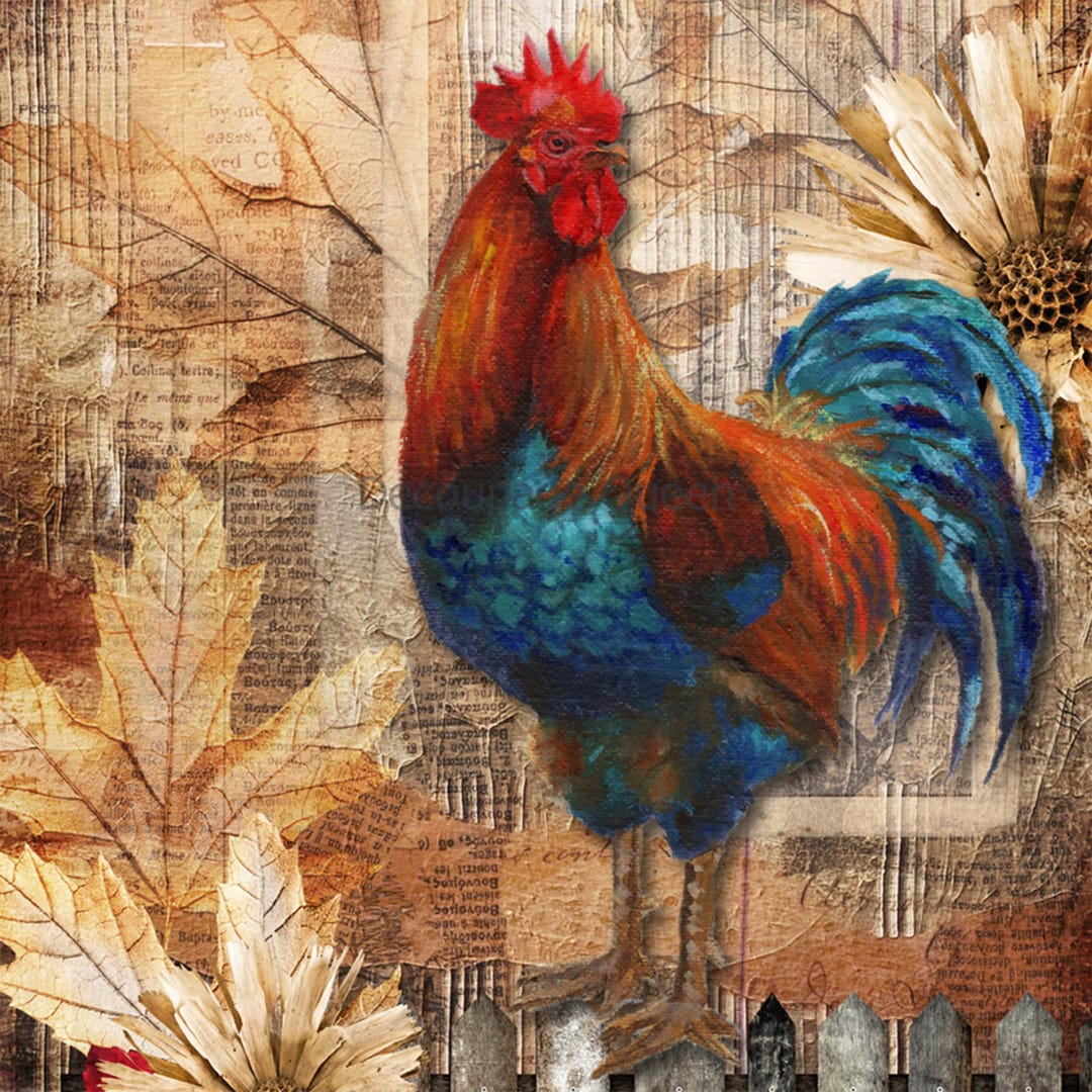 A4 Decoupage Queen COUNTRY ROOSTER A4 Rice Decoupage Paper for Crafting ...