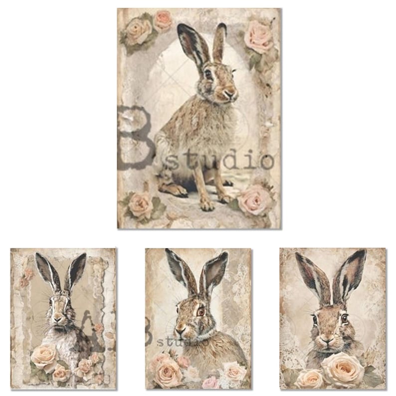 A4 Rice Paper for Decoupage "shabby Chic Rabbits" by AB Studio - Etsy