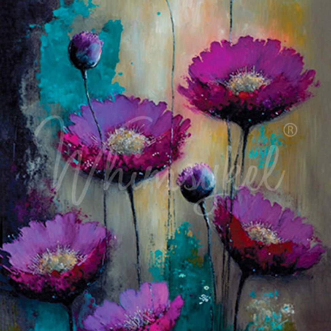 Large Decoupage Paper for Furniture PURPLE POPPIES | Designs by ...