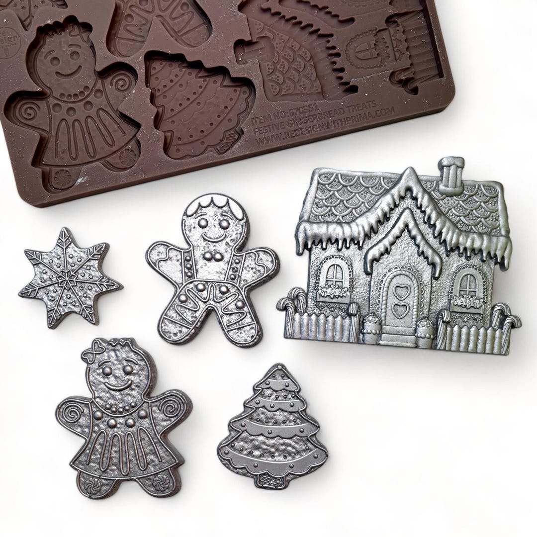 New Redesign With Prima Silicone Molds FESTIVE GINGERBREAD TREATS 8 X 5 ...