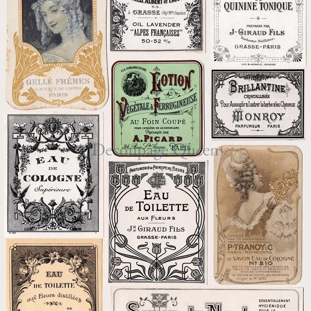 A4 Decoupage Paper PERFUME LABELS for Crafting || Decoupage Queen ...