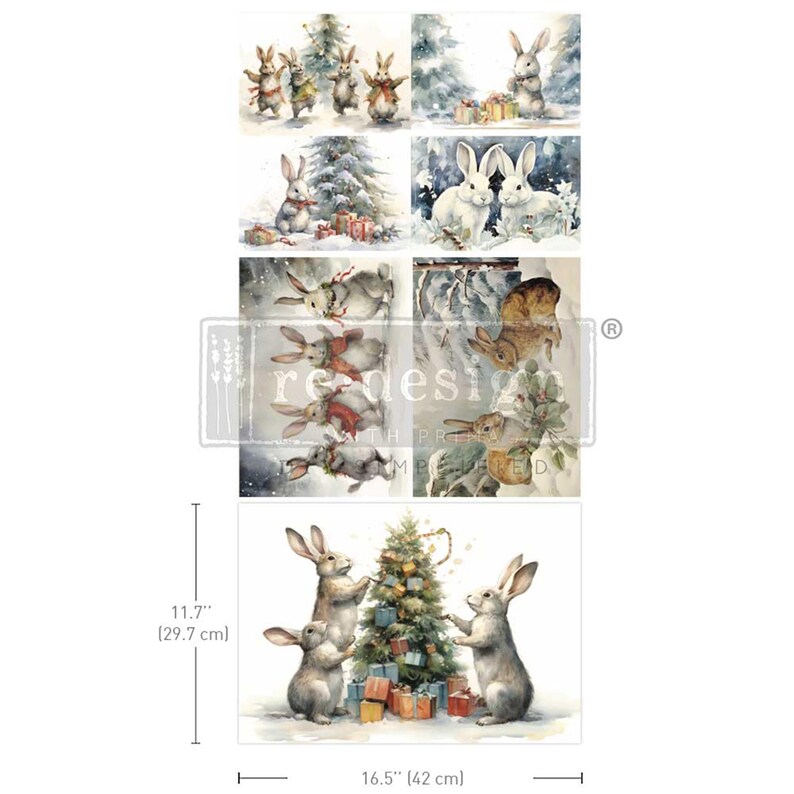 Bunny Wonderland Decoupage Paper | Christmas Tree Decor, Redesign With ...