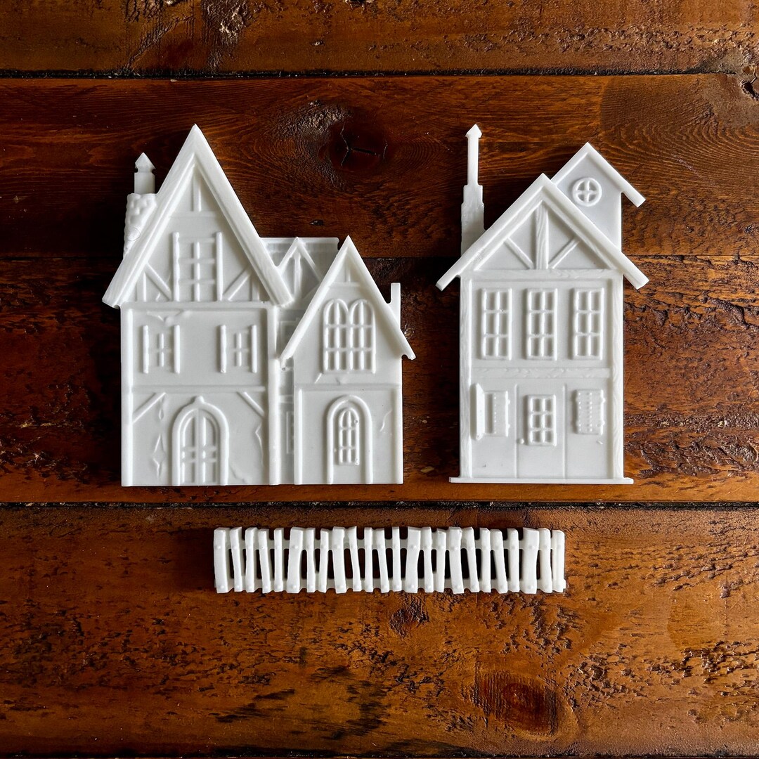 New! Casting in Resin of Whimsical Houses and Fence || White Resin ...