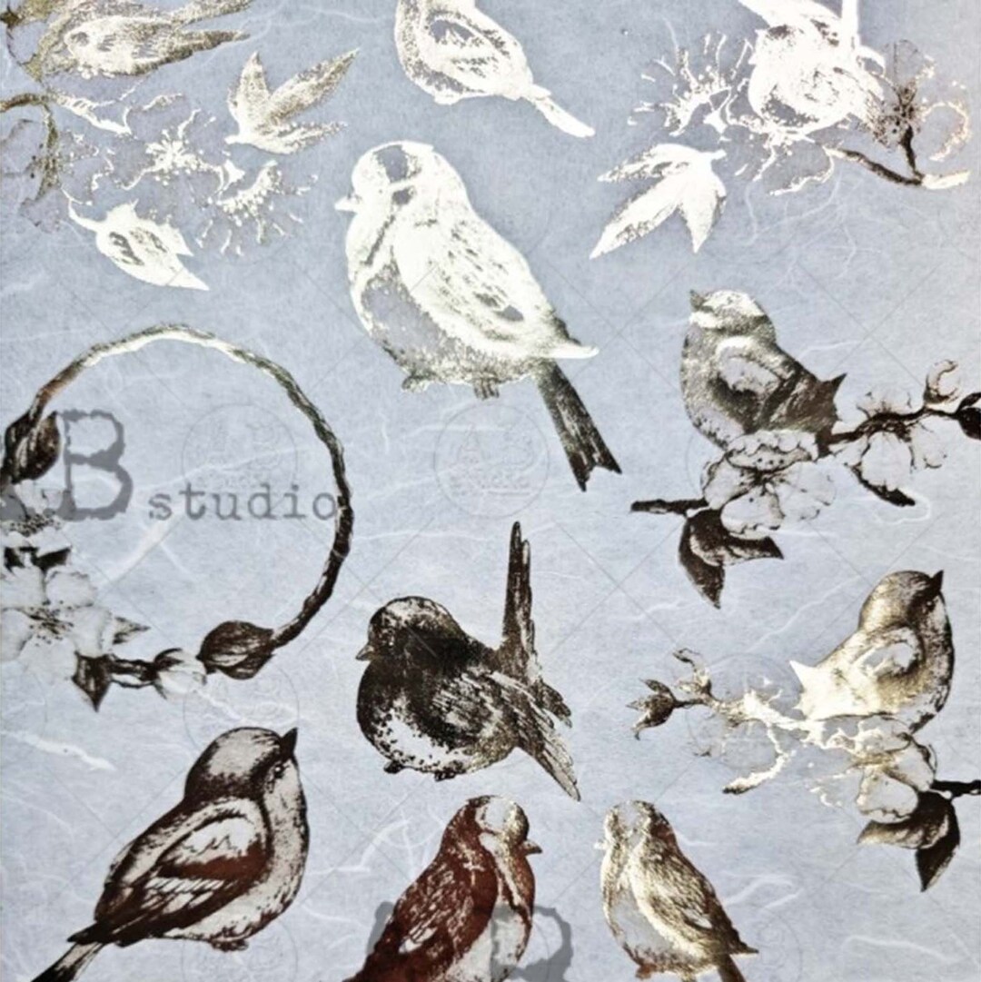 A4 Decoupage Paper GILDED BIRDS for Crafting || AB Studio || Rice ...