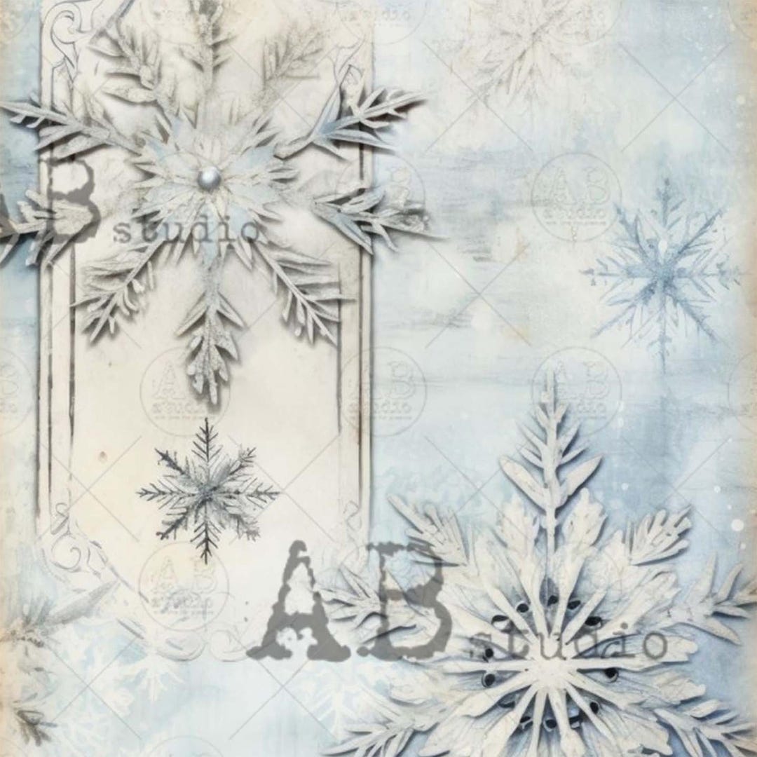 A4 Rice Paper for Decoupage "two Large Snowflakes" by AB Studio - Etsy