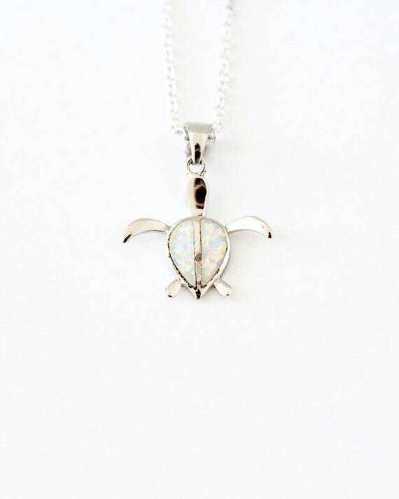 Sterling Silver White Opal S-back Turtle Dainty Necklace - Etsy
