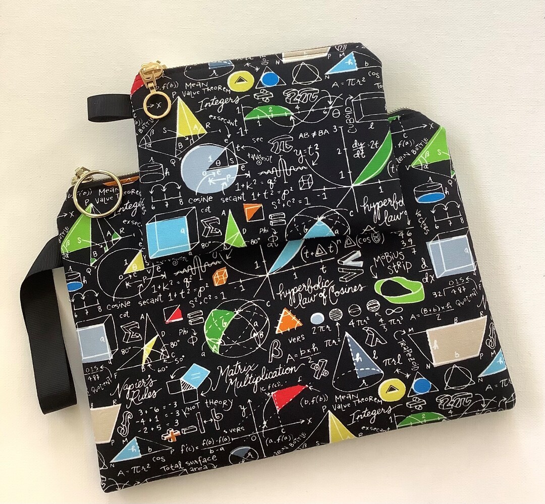 Math Print Zipper Pouch: Calculus Equations, Large Cotton Pencil Case ...