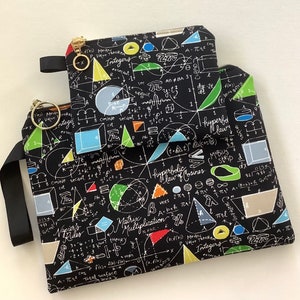 Math Print Zipper Pouch: Calculus Equations, Large Cotton Pencil Case ...