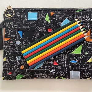 Math Print Zipper Pouch: Calculus Equations, Large Cotton Pencil Case ...
