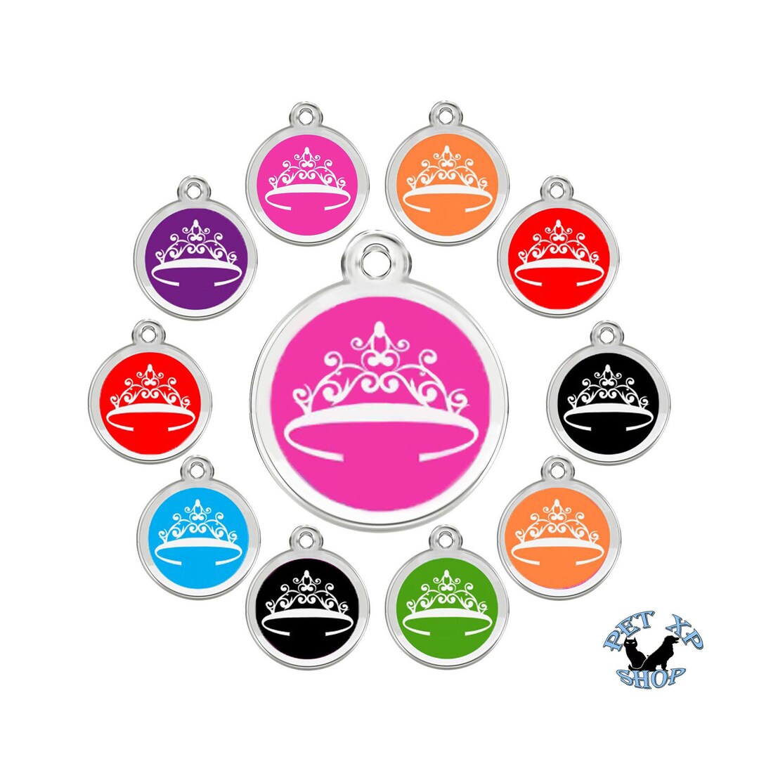 Personalized Cat Tag, Round Crown Tag, Enamel Tags, Personalized Pet ...