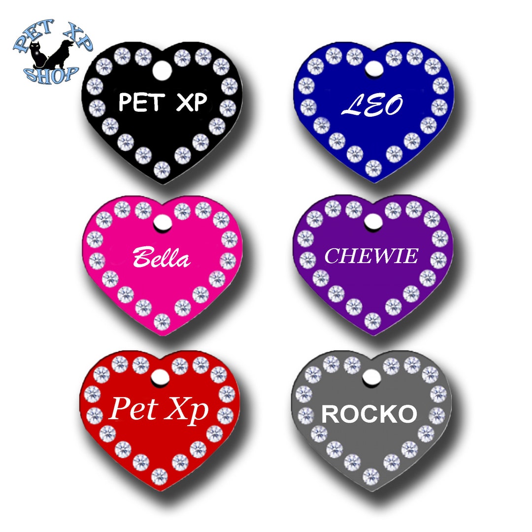Rhinestone Pet ID Tag Dog Name Tags Double Sided Cat Tag Personalized ...