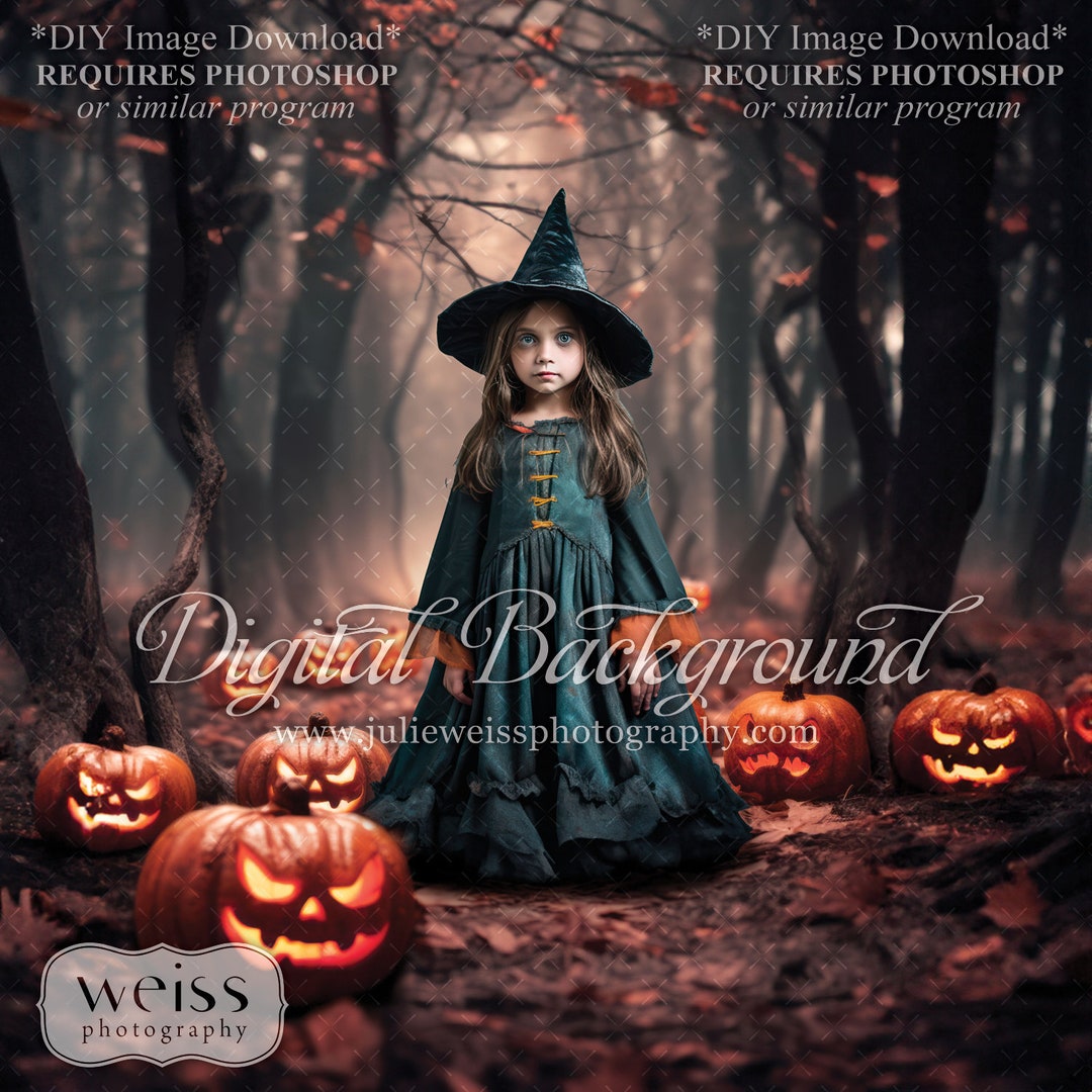 Fall Autumn Halloween Forest Background Pumpkins Photography Digital ...