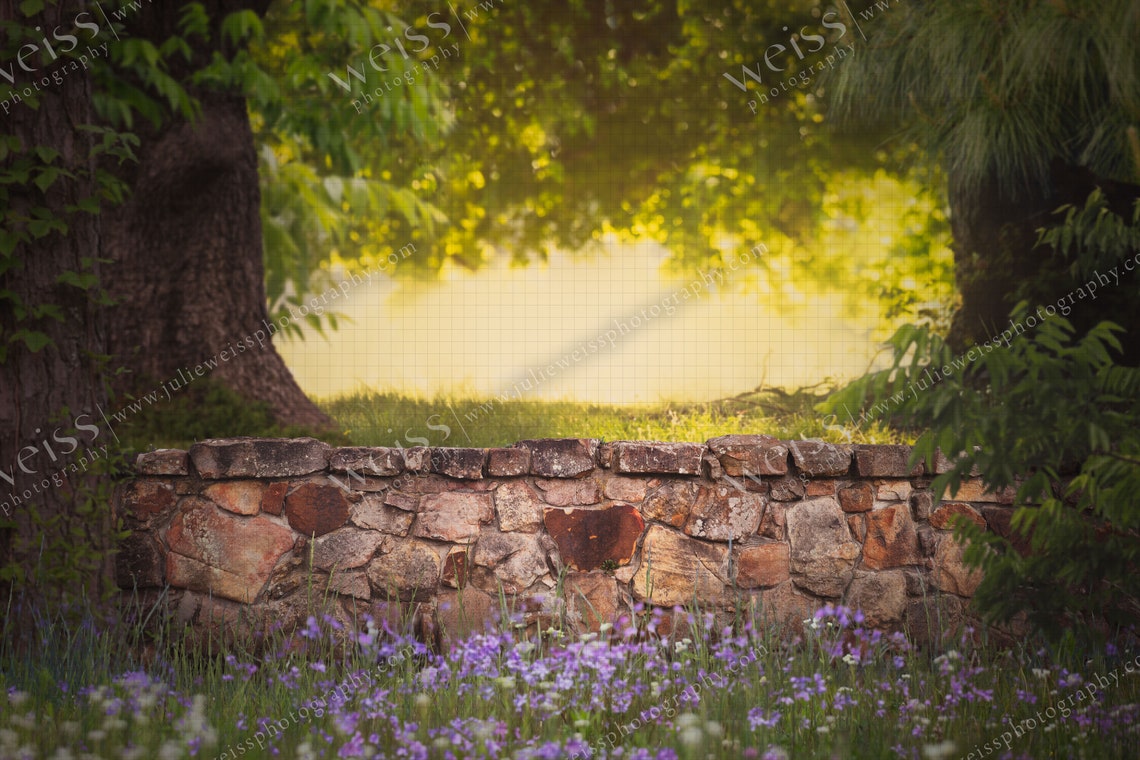 Spring Wall With Flowers With Grass Overlay Easter Kids - Etsy