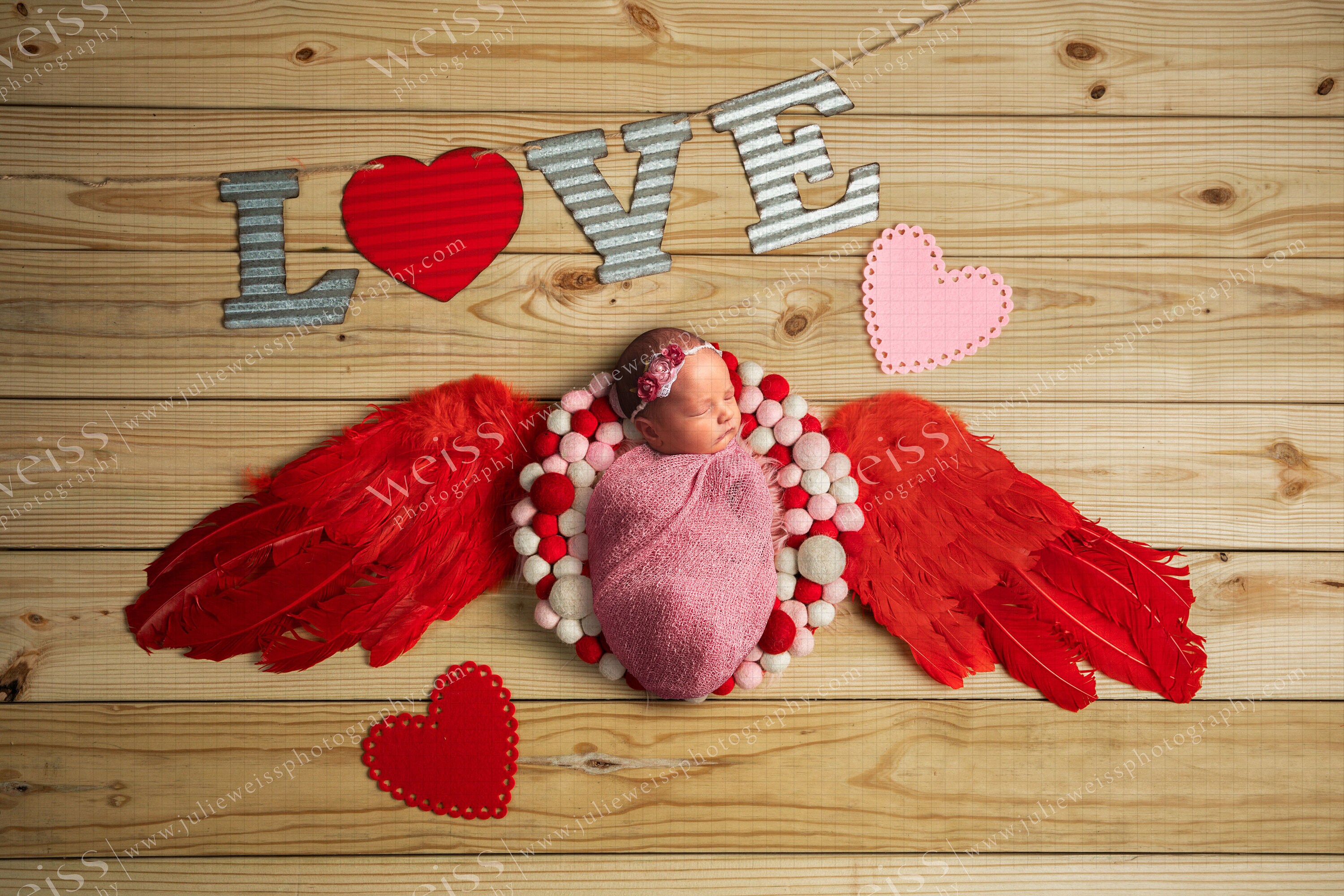 Baby Angel Wings Valentine's Day Heart Background | Etsy