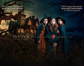 Halloween, Haunted House, Spooky, Digital Backdrop for Photoshop ...