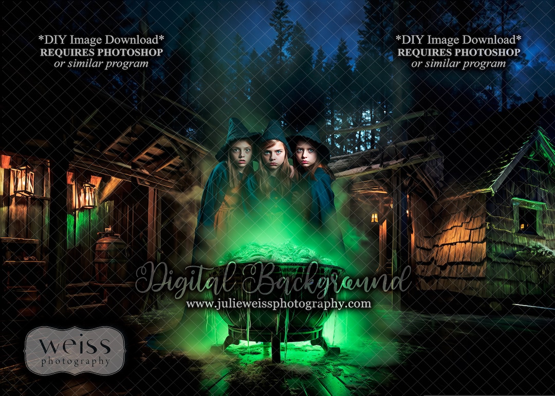 Witches Cauldron Halloween Background Digital Family Backdrop Overlay ...