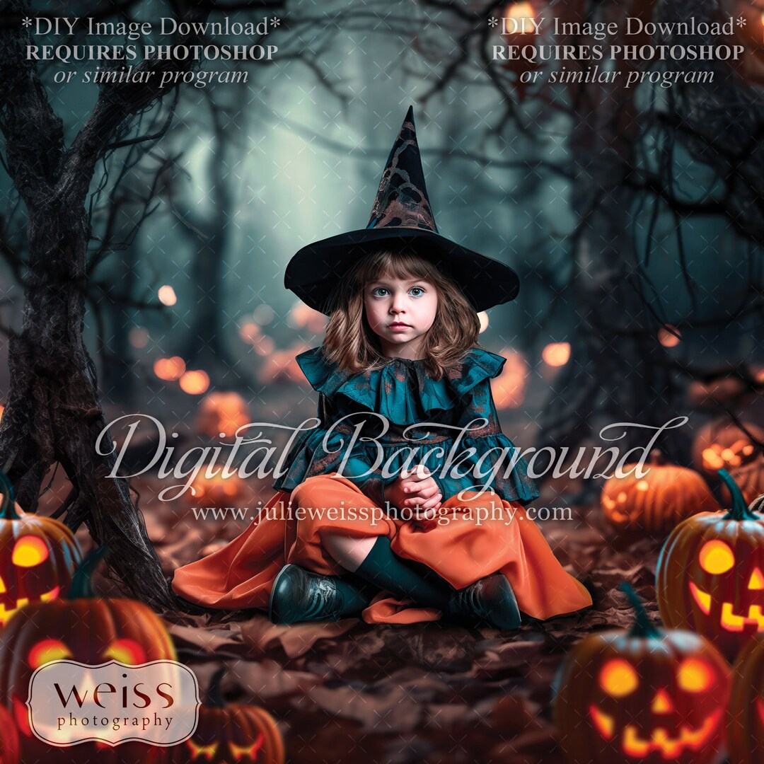 Fall Autumn Halloween Forest Pathway Background Pumpkins Photography ...