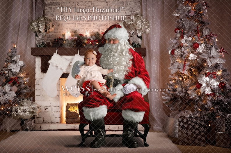 Mall Santa Claus Digital Background Backdrop - Etsy