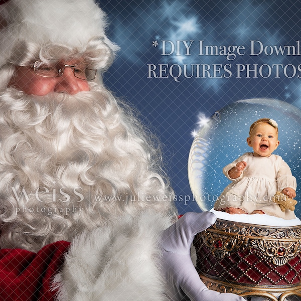 Santa Snow Globe Christmas Digital Backdrop - Etsy