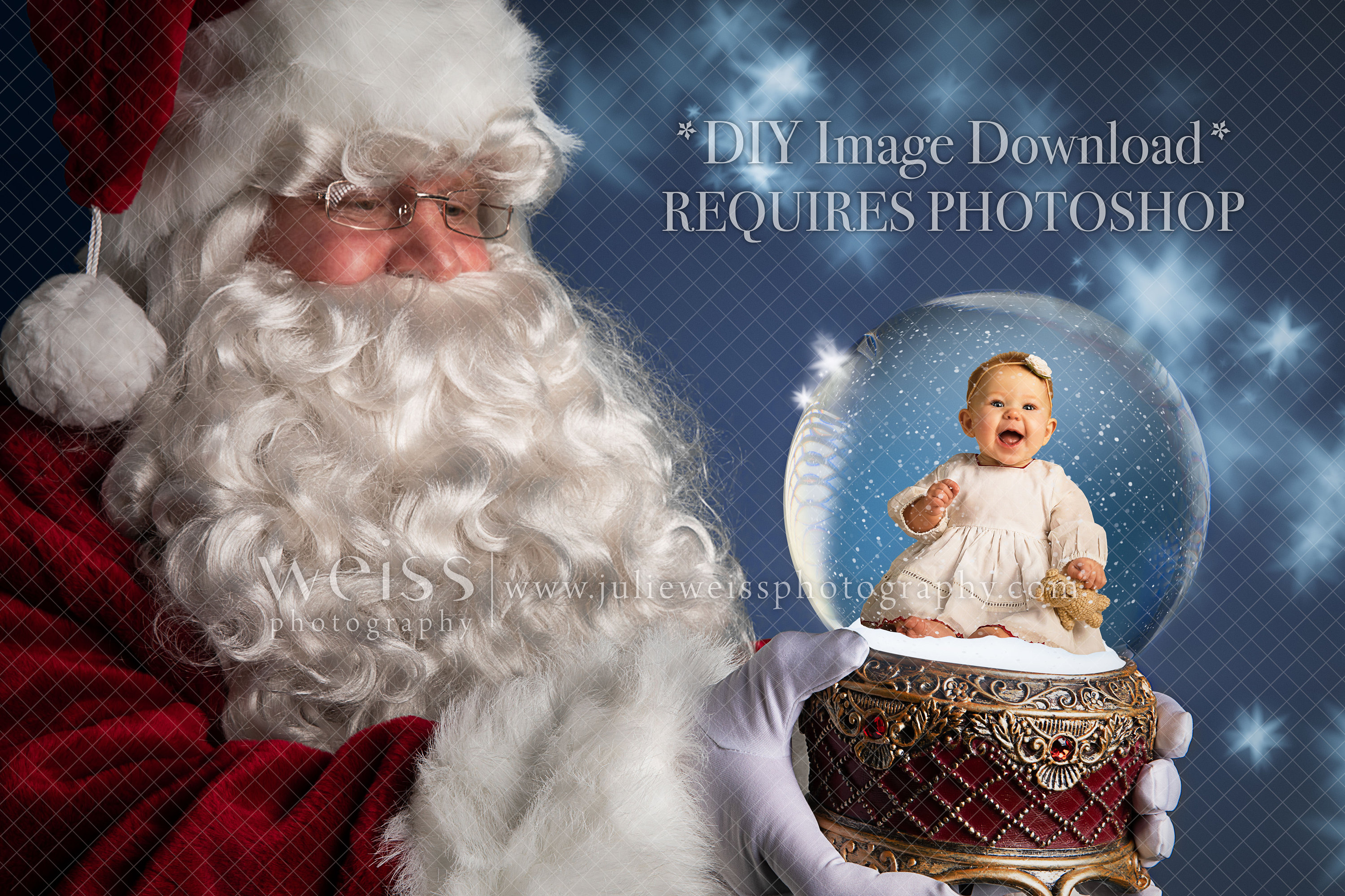 Santa Claus With Snow Globe Digital Background With Snow | Etsy