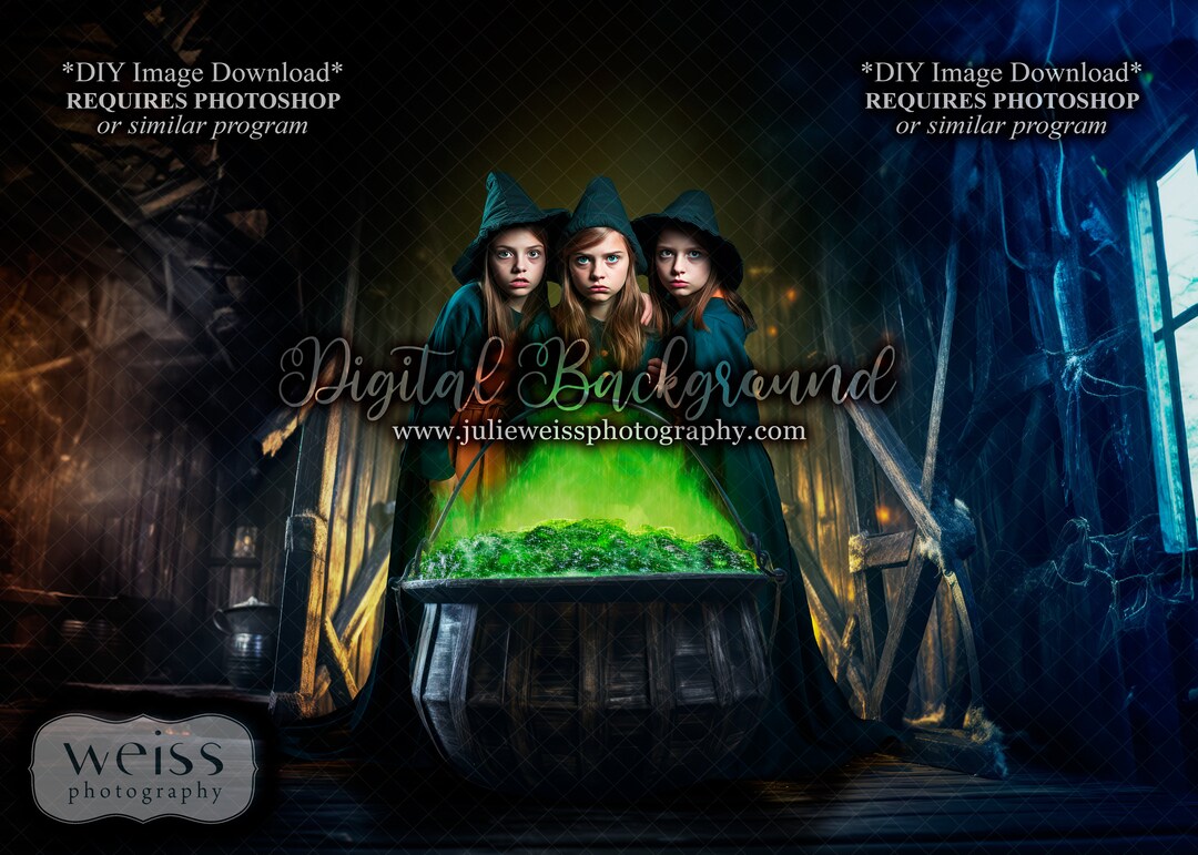 Witches Cauldron Halloween Background Digital Family Backdrop Overlay ...