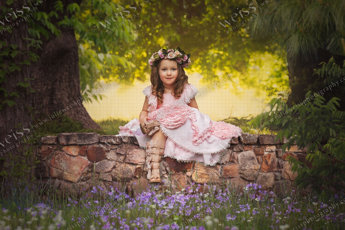 Spring Wall With Flowers With Grass Overlay Easter Kids - Etsy