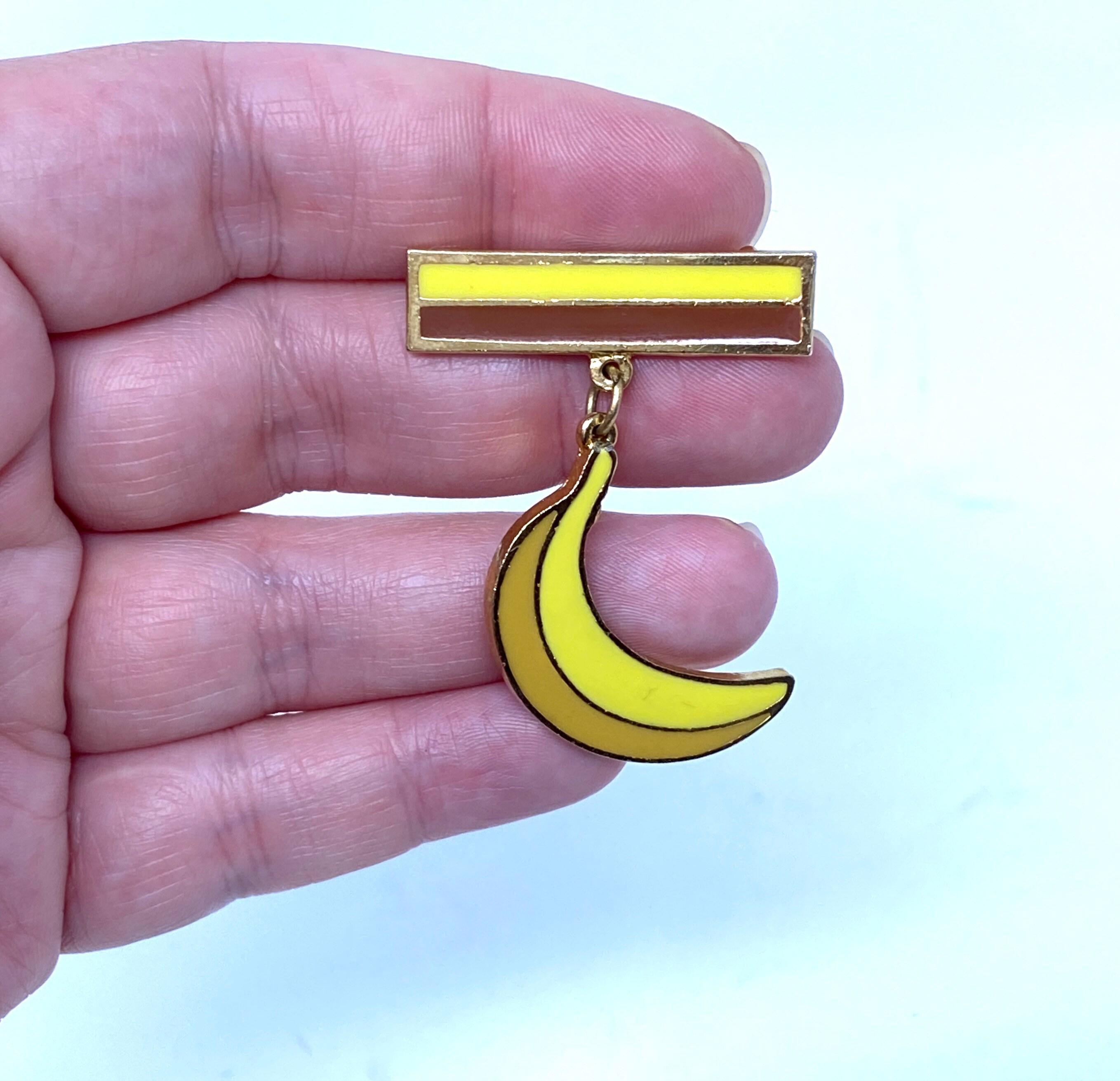 Vintage Enamel Top Banana Badge Pin - Etsy UK