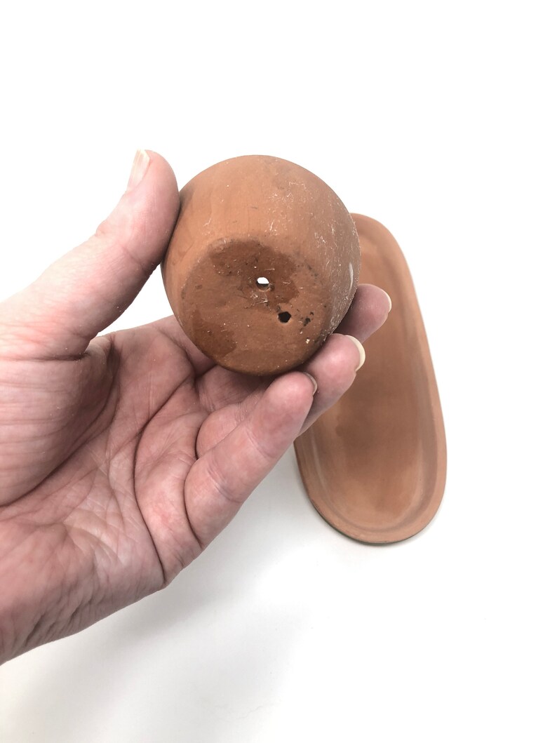 Vintage Terra Cotta Incense Burner Vase and Oval Tray Base - Etsy