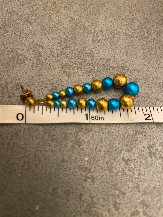 Vintage shiny metallic blue and gold metal beaded loo… - Gem