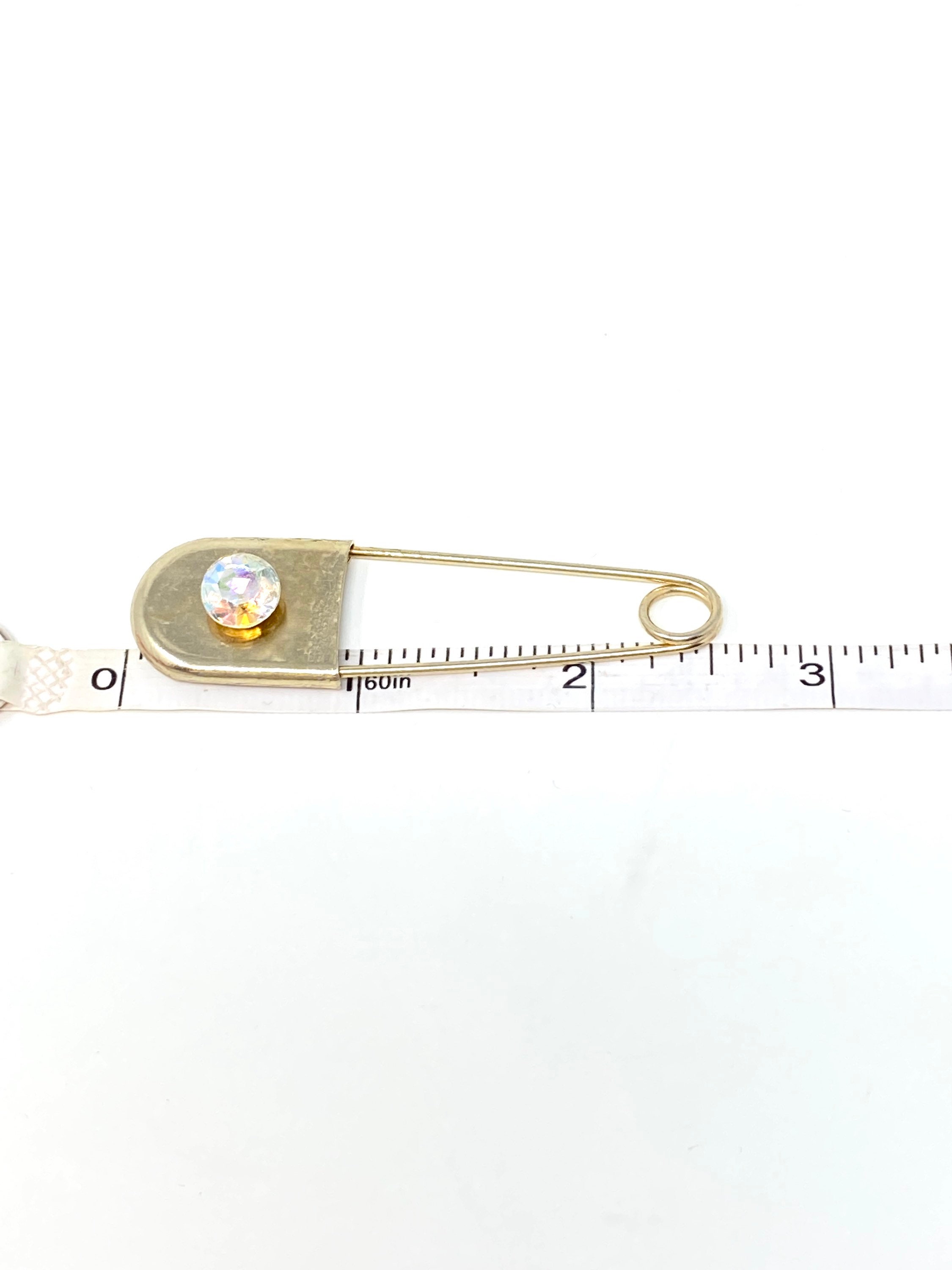 Vintage gold tone baby diaper safety pin with faux diamond | Etsy