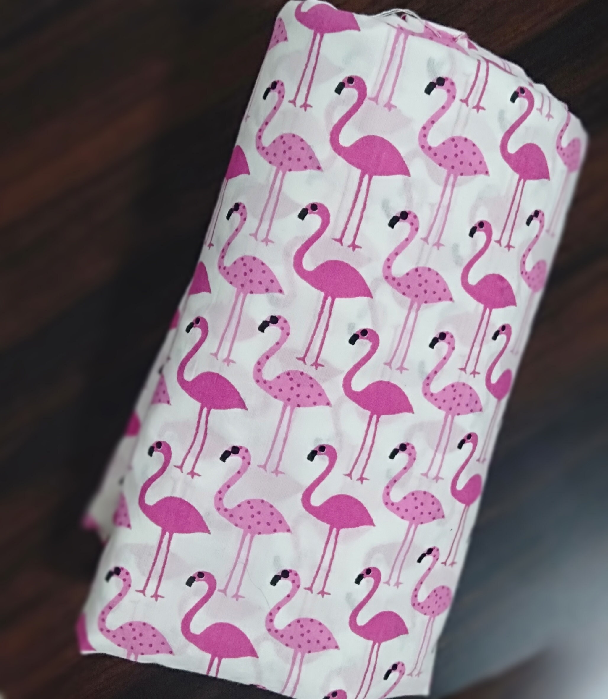 3.5 Yards Pink Flamingo Print Cotton Fabric Flamingo Fabric | Etsy
