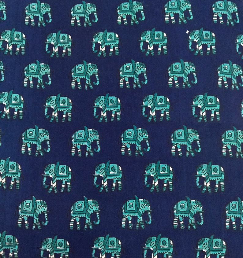 4 Yard Dark Blue Elephant Print Cotton Fabric: 44" Wide - Etsy