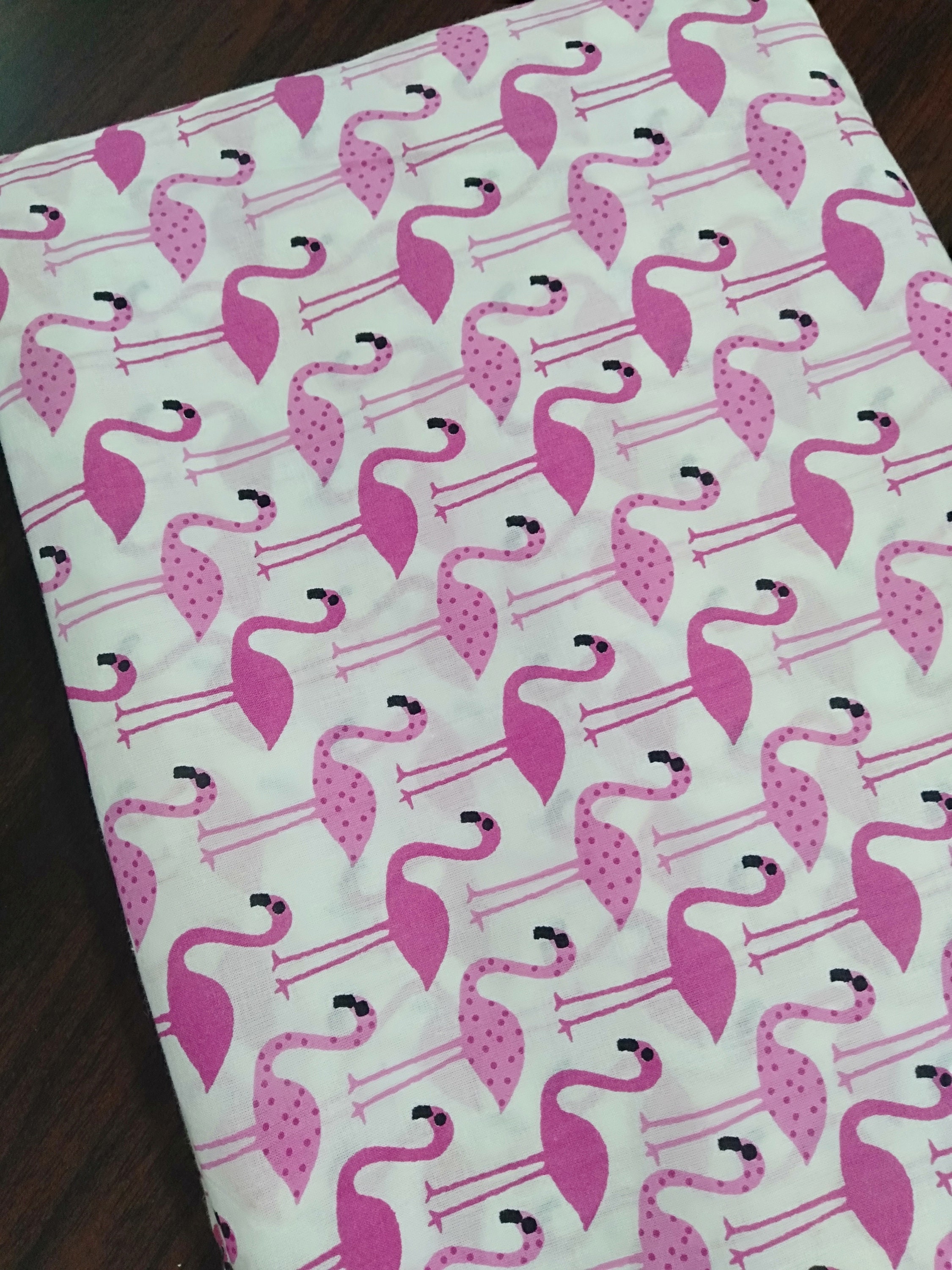 3.5 Yards Pink Flamingo Print Cotton Fabric flamingo Fabric bird Print ...