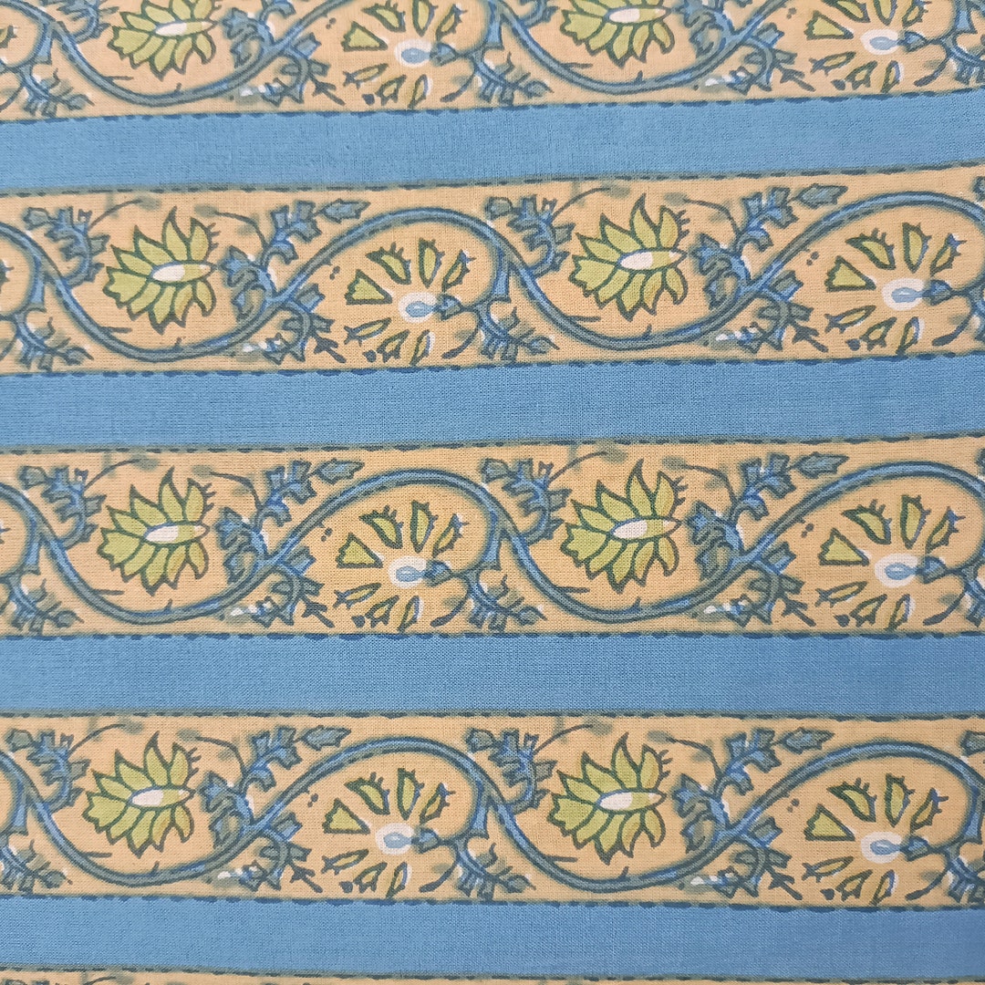 4 Yard Blue Striped Block Print Cotton Running Fabric #sewing Fabric # ...