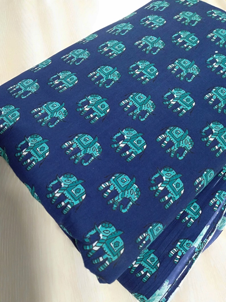 4 Yard Dark Blue Elephant Print Cotton Fabric: 44" Wide - Etsy