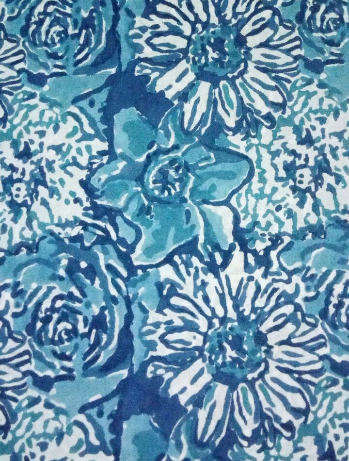 Blue Floral Block Print Cotton Fabric: 5 Yard Quilting Material - Etsy