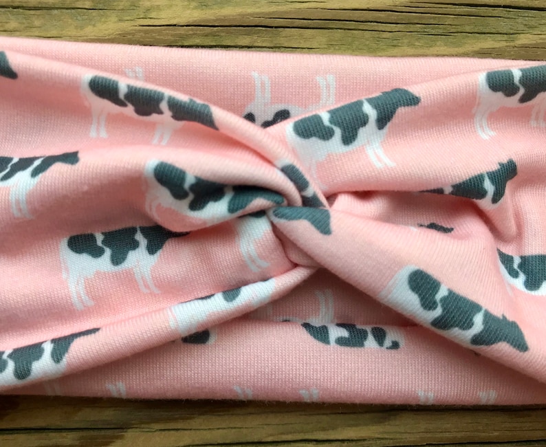 Pink Cow Turban Headband - Black and White Cows - Farm Animals - Gift ...