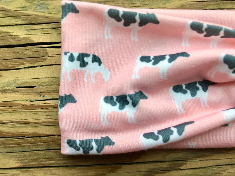 Pink Cow Turban Headband - Black and White Cows - Farm Animals - Gift ...
